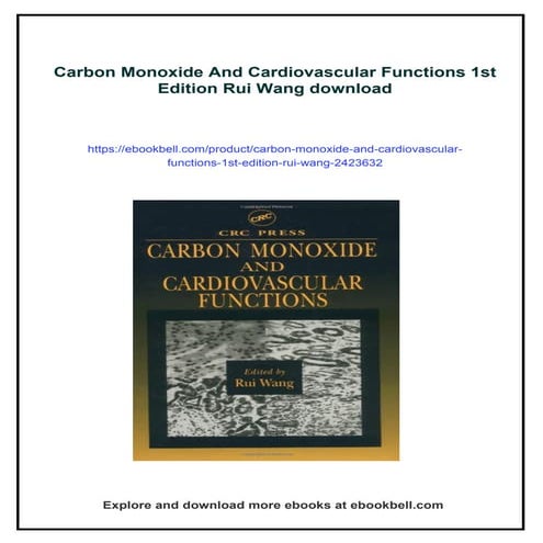 Carbon Monoxide And Cardiovascular Functions 1st Edition Rui Wang | PDF