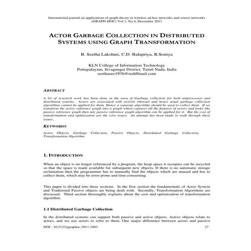 Actor Garbage Collection In Distributed Systems Using Graph 8201