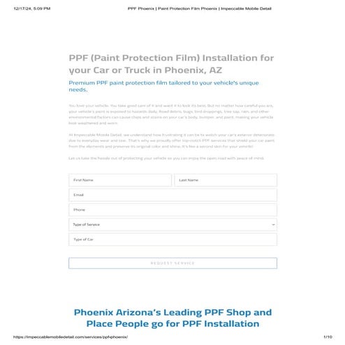 Phoenix Arizona’s Leading PPF Shop and Place People go for PPF ...