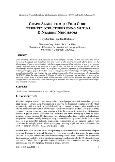 Graph Algorithm To Find Core Periphery Structures Using Mutual K 6507