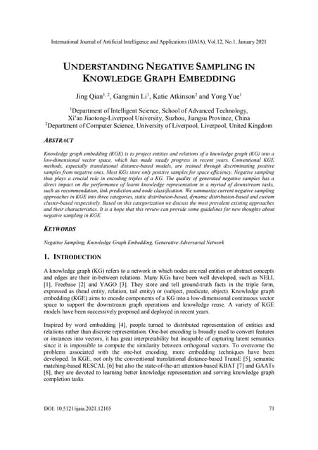 Understanding Negative Sampling In Knowledge Graph Embedding Pdf