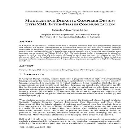 Modular and Didactic Compiler Design with Xml Inter-Phases Communication | PDF
