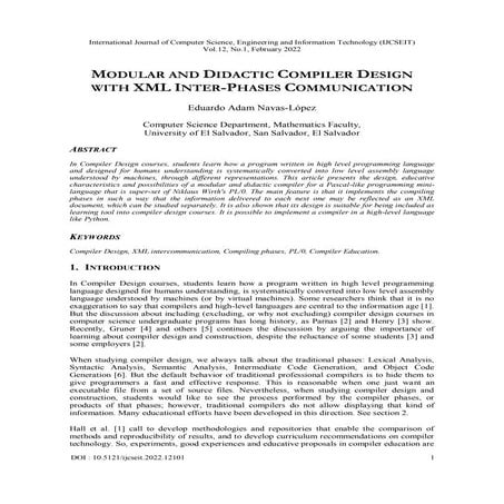 MODULAR AND DIDACTIC COMPILER DESIGN WITH XML INTER-PHASES COMMUNICATION | PDF