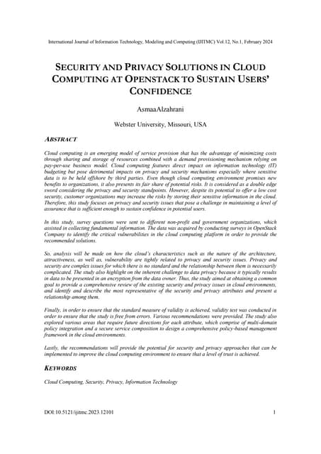 Examining Cloud Computings Data Security Problems And Solutions Authentication And Access