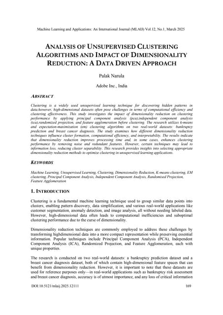 Analysis Of Unsupervised Clustering Algorithms And Impact Of
