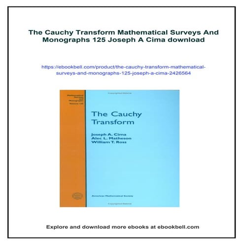 The Cauchy Transform Mathematical Surveys And Monographs 125 Joseph A ...