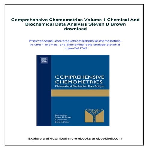 Comprehensive Chemometrics Volume 1 Chemical And Biochemical Data ...