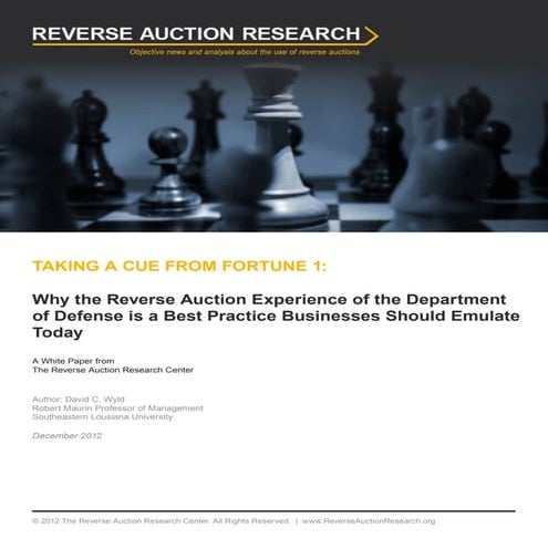 Taking a Cue From Fortune 1: Why the Reverse Auction Experience of the ...