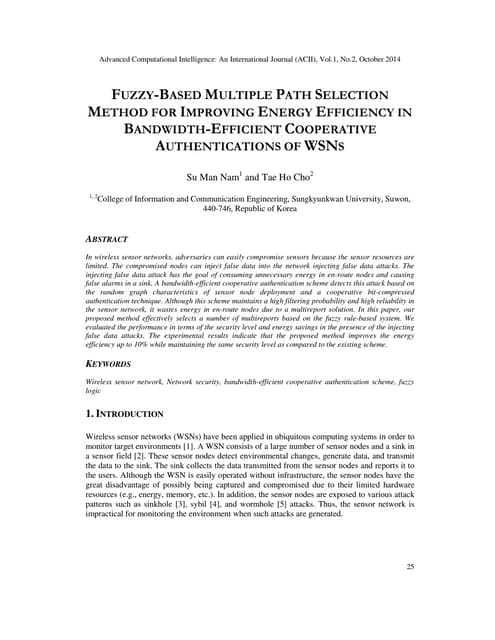 Fuzzy Based Multiple Path Selection Method For Improving Energy 3096