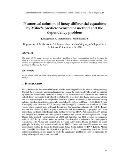 Numerical Solution Of Fuzzy Differential Equations By Milne S Predictor Corrector Method And The