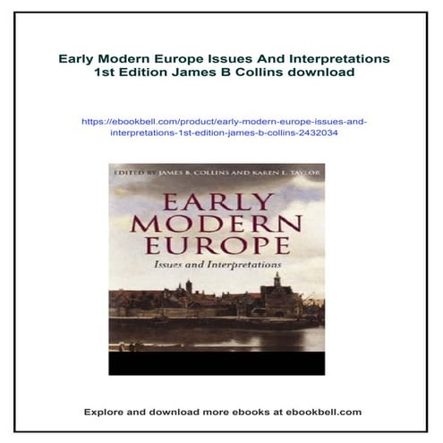 Early Modern Europe Issues And Interpretations 1st Edition James B ...