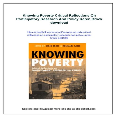 Knowing Poverty Critical Reflections On Participatory Research And ...