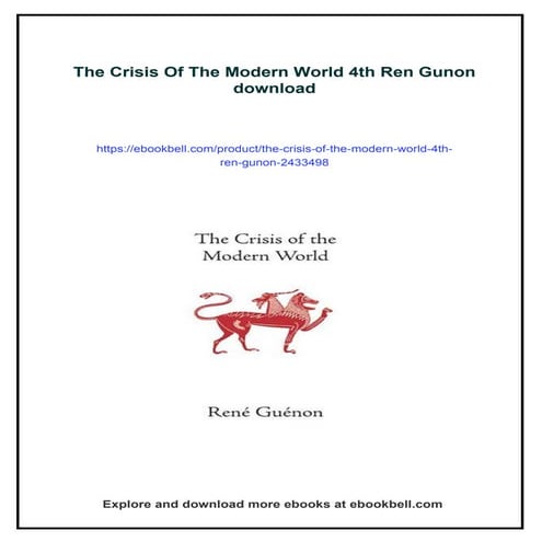The Crisis Of The Modern World 4th Ren Gunon | PDF