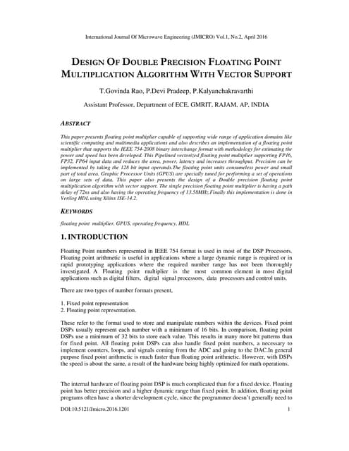Ieee Floating Point Number With Single And Double Precisionanalog And Digital Electronicspptx