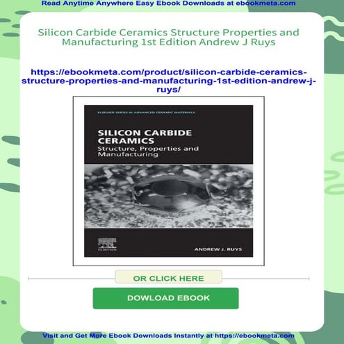 Silicon Carbide Ceramics Structure Properties and Manufacturing 1st Edition Andrew J Ruys | PDF