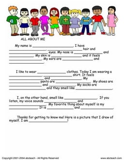 All about me worksheet | PDF