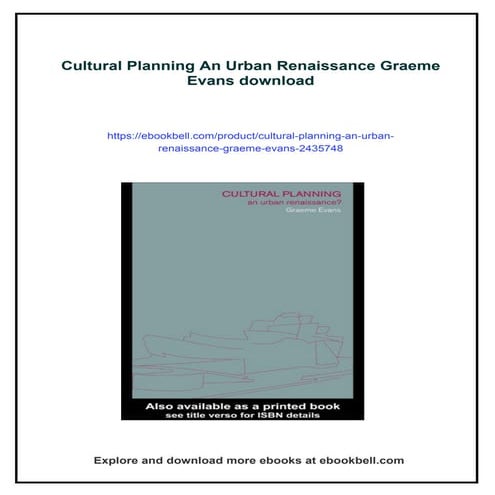 Cultural Planning An Urban Renaissance Graeme Evans | PDF