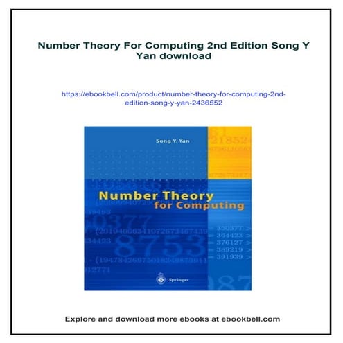 Number Theory For Computing 2nd Edition Song Y Yan | PDF