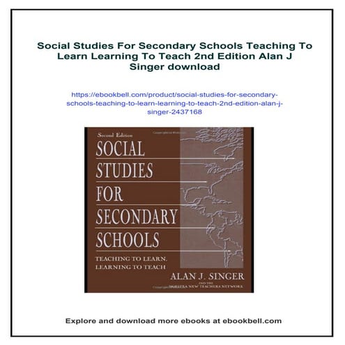 Social Studies For Secondary Schools Teaching To Learn Learning To ...