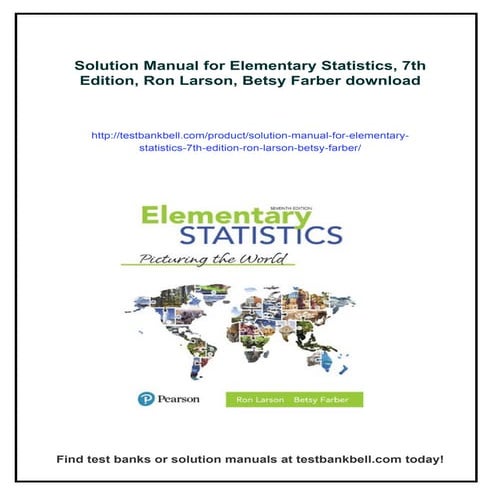 Solution Manual For Elementary Statistics 7th Edition Ron Larson Betsy Farber Pdf