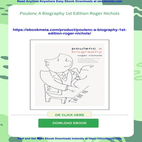 Poulenc A Biography 1st Edition Roger Nichols | PDF