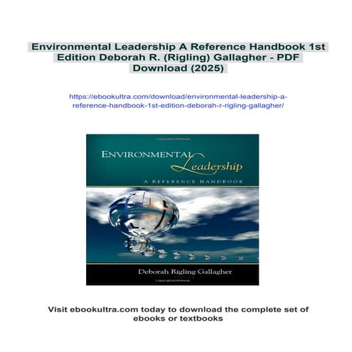 Environmental Leadership A Reference Handbook 1st Edition Deborah R ...