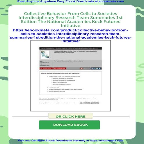 Collective Behavior From Cells to Societies Interdisciplinary Research ...