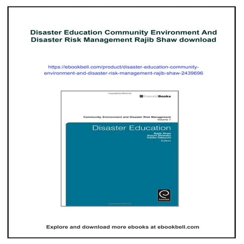 Disaster Education Community Environment And Disaster Risk Management Rajib Shaw | PDF