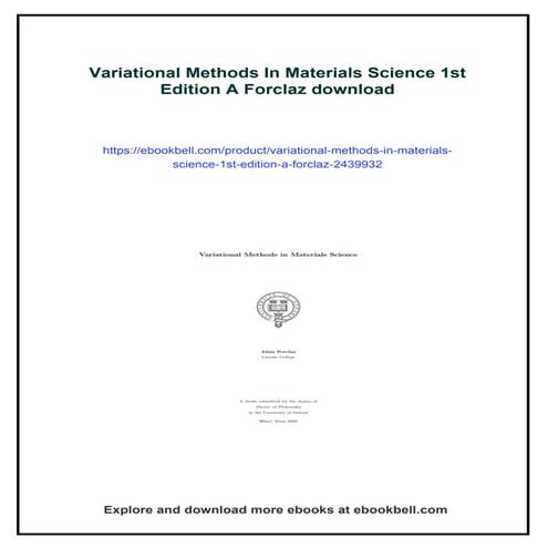 Variational Methods In Materials Science 1st Edition A Forclaz | PDF