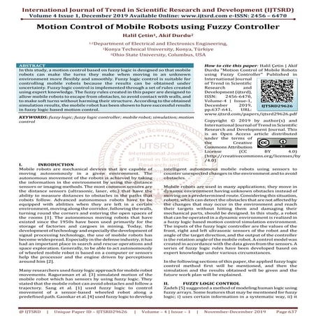 Motion Control Of Mobile Robots Using Fuzzy Controller Pdf Radio Control Hobbies And Interests