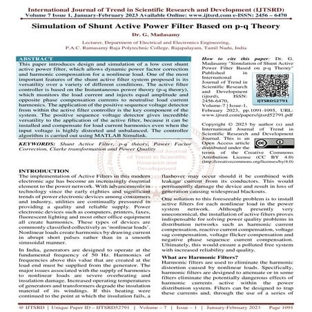 Simulation Of Shunt Active Power Filter Based On P Q Theory Pdf