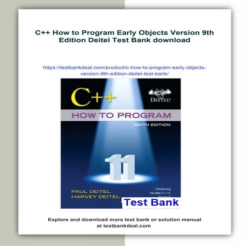 C++ How to Program Early Objects Version 9th Edition Deitel Test Bank | PDF