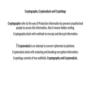 Cryptography, Cryptanalysis and Cryptology | PPT