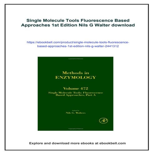 Single Molecule Tools Fluorescence Based Approaches 1st Edition Nils G Walter | PDF