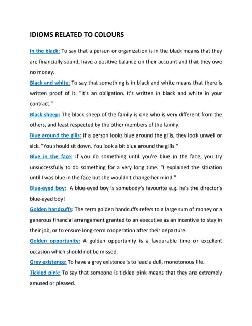 Colour idioms | PDF
