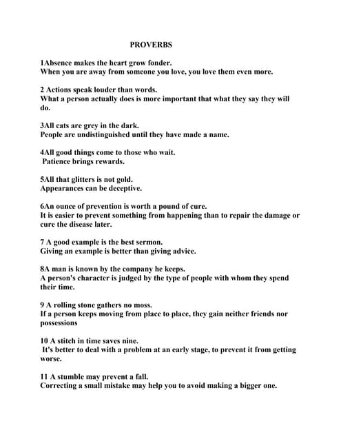 The 50 most important english proverbs | DOCX | Financial Planning ...