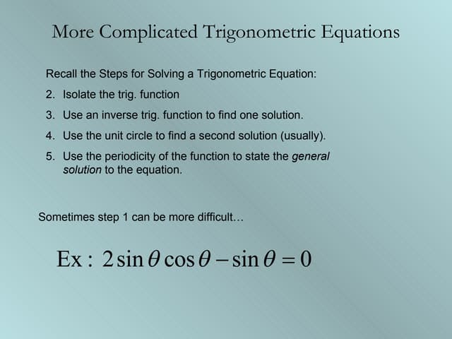 Trig Equations For Upload | PPT | Physics | Science