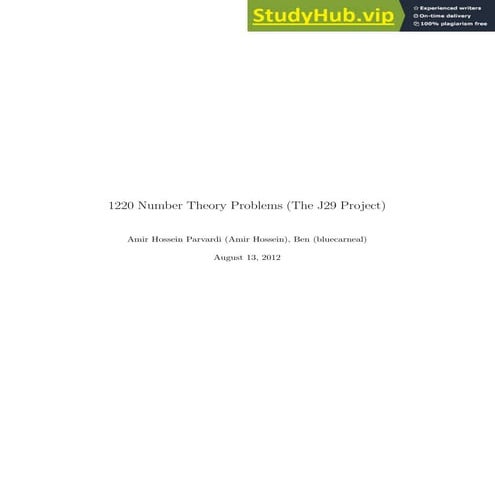 1220 Number Theory Problems J29 Project | PDF