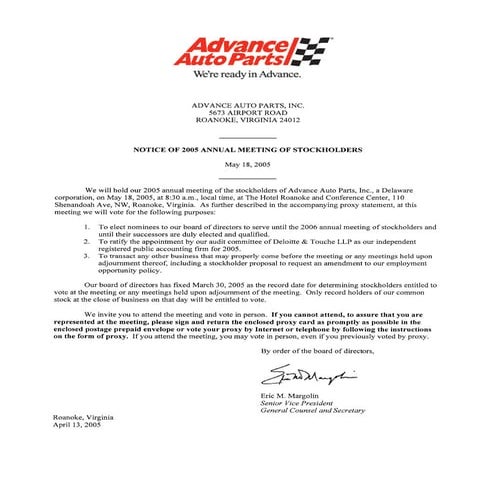 advance auto parts 2005_Proxy | PDF