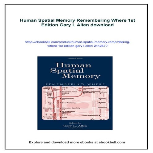 Human Spatial Memory Remembering Where 1st Edition Gary L Allen | PDF