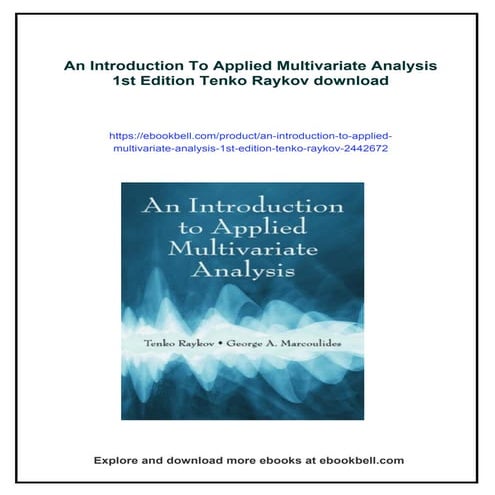 An Introduction To Applied Multivariate Analysis 1st Edition Tenko Raykov | PDF
