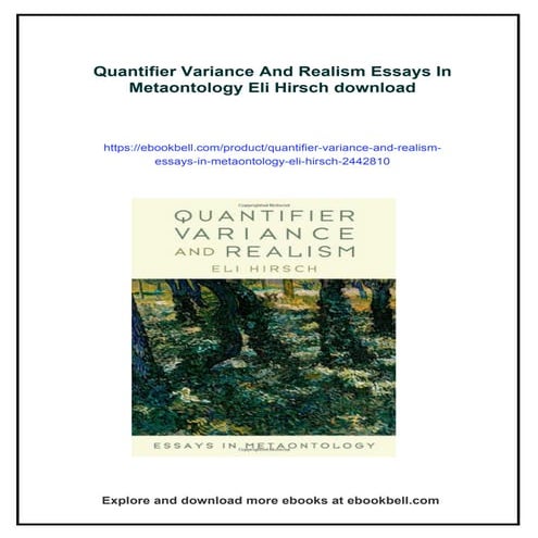 Quantifier Variance And Realism Essays In Metaontology Eli Hirsch | PDF