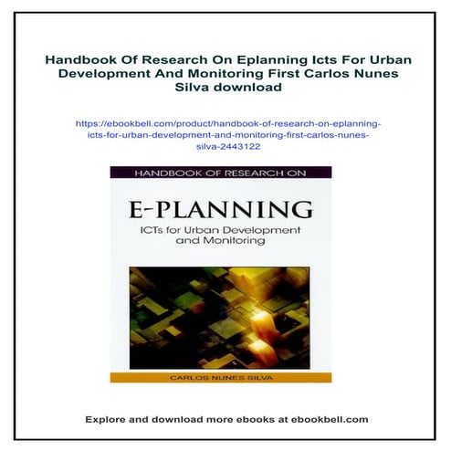 Handbook Of Research On Eplanning Icts For Urban Development And Monitoring First Carlos Nunes ...