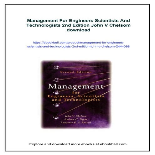 Management For Engineers Scientists And Technologists 2nd Edition John ...