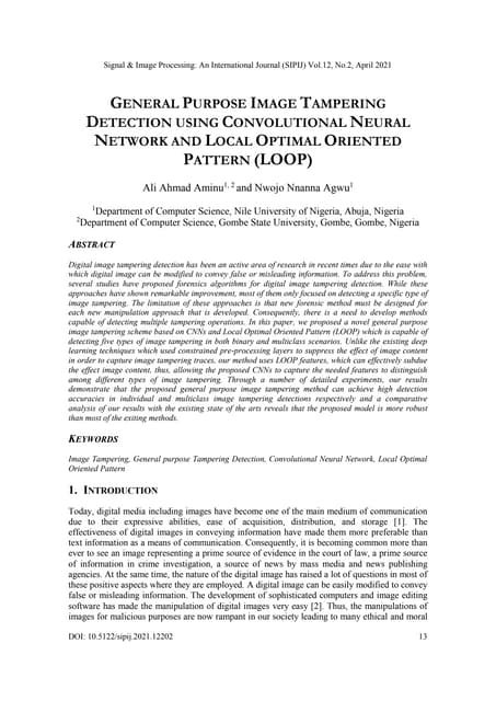 General Purpose Image Tampering Detection Using Convolutional Neural Network And Local Optimal