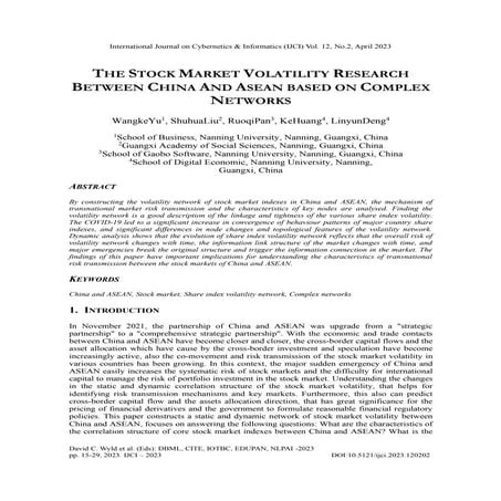 THE STOCK MARKET VOLATILITY RESEARCH BETWEEN CHINA AND ASEAN BASED ON ...