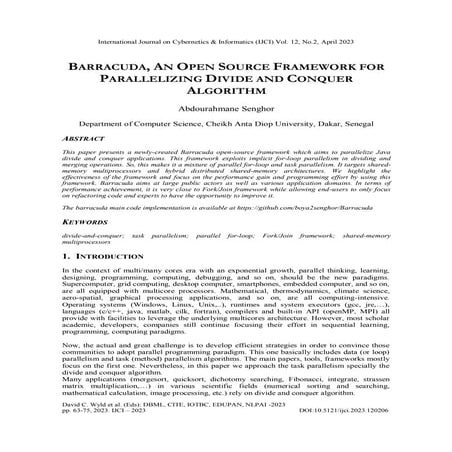 BARRACUDA, AN OPEN SOURCE FRAMEWORK FOR PARALLELIZING DIVIDE AND CONQUER ALGORITHM | PDF