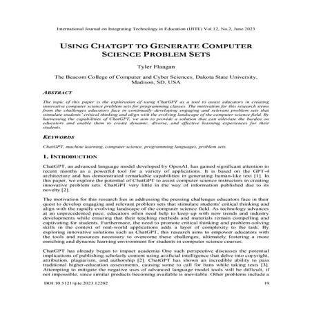 USING CHATGPT TO GENERATE COMPUTER SCIENCE PROBLEM SETS | PDF