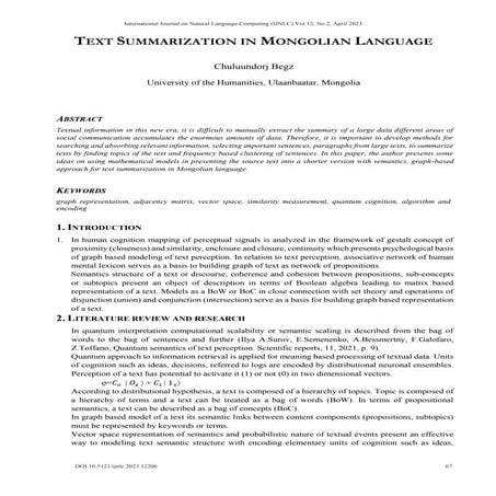 Text Summarization in Mongolian Language | PDF