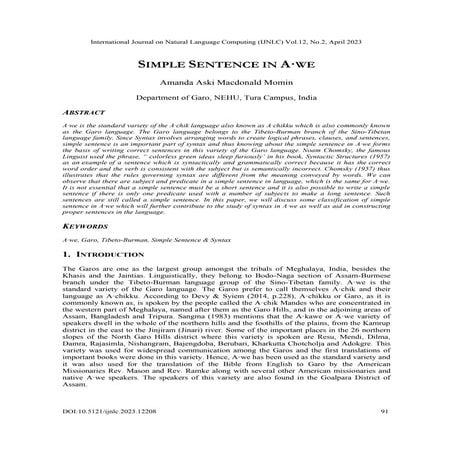 Simple Sentence in a·we | PDF